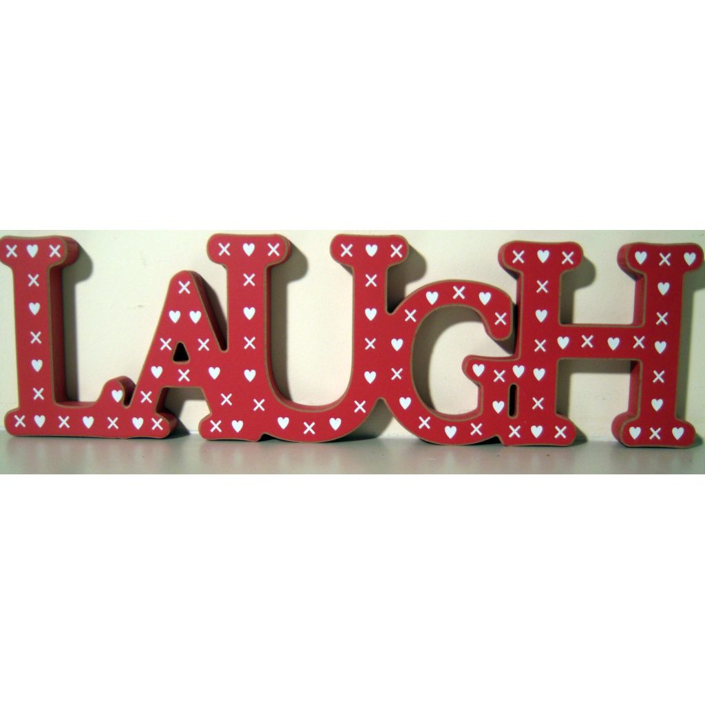 VINTAGE STLYE WOODEN STANDING SIGN ‘LAUGH’ 40x12x2 cms – The Sofa Throw ...
